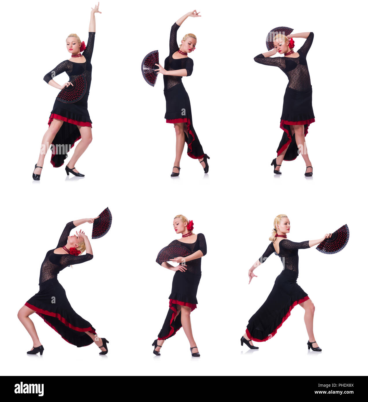 Woman dancing spanish dance isolated on white Stock Photo - Alamy