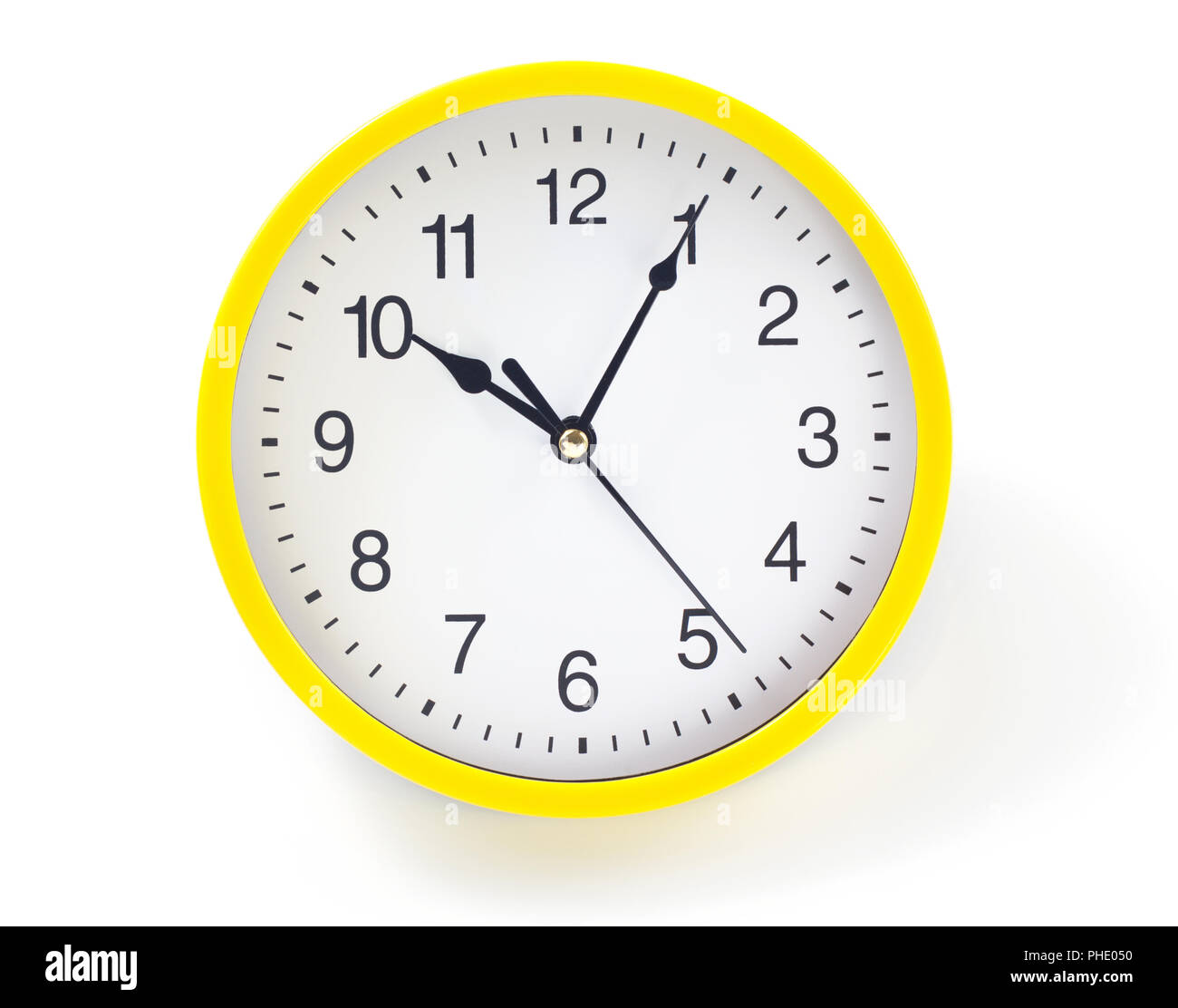 wall clock at wooden background surface Stock Photo - Alamy