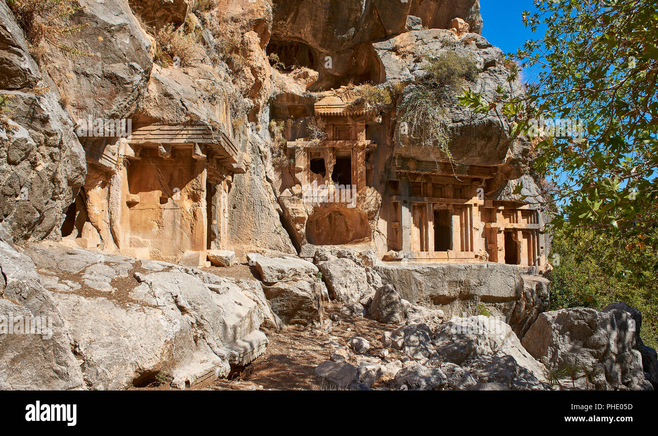 Fethiye rock tombs hi-res stock photography and images - Alamy