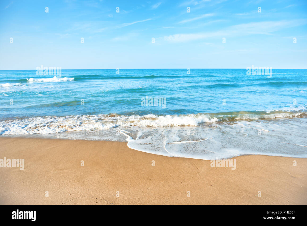 Tropical beach with sand and sea Stock Photo - Alamy