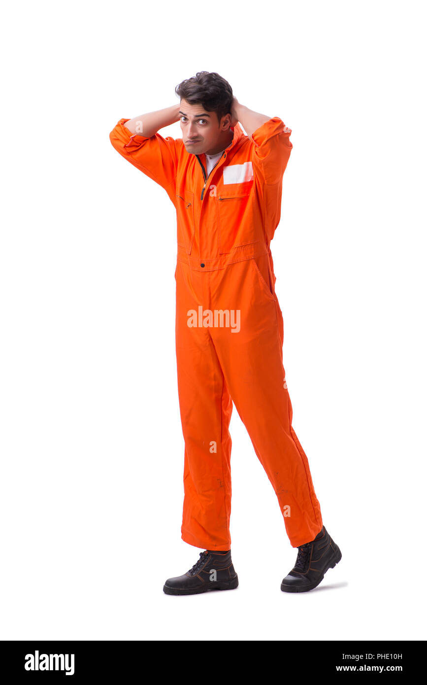 Prisoner in orange robe isolated on white background Stock Photo - Alamy