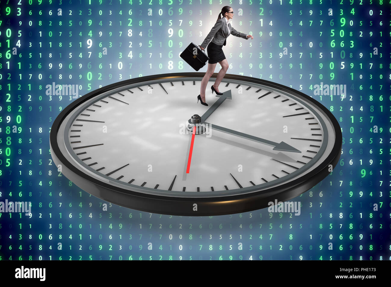Businesswoman in time management concept Stock Photo - Alamy