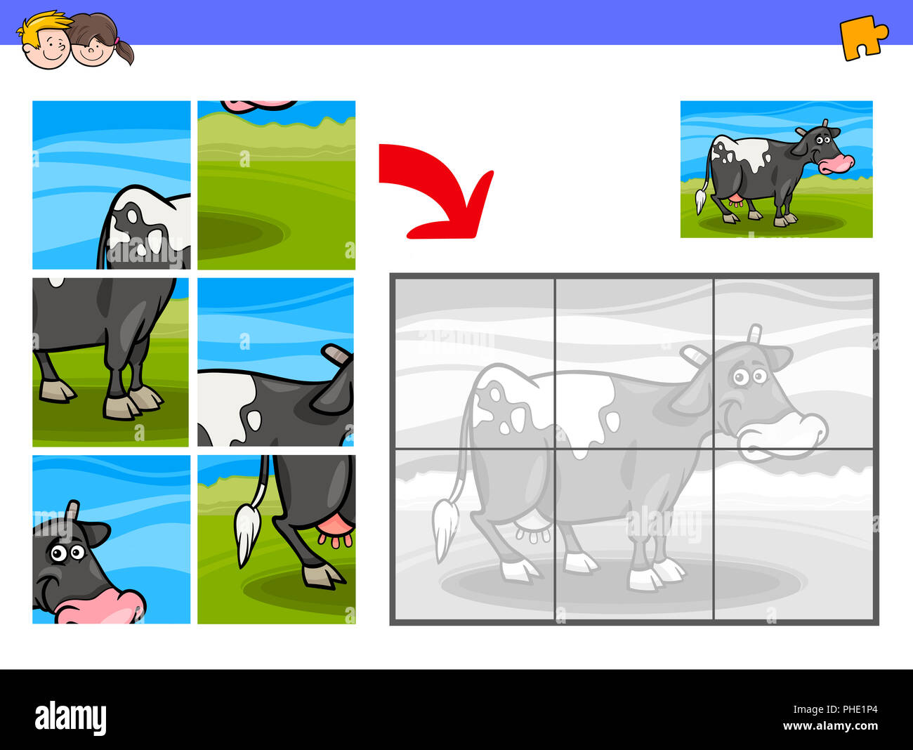 Cartoon cow jigsaw puzzle game hi-res stock photography and images - Alamy