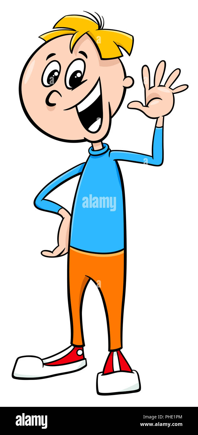 boy kid character cartoon illustration Stock Photo - Alamy