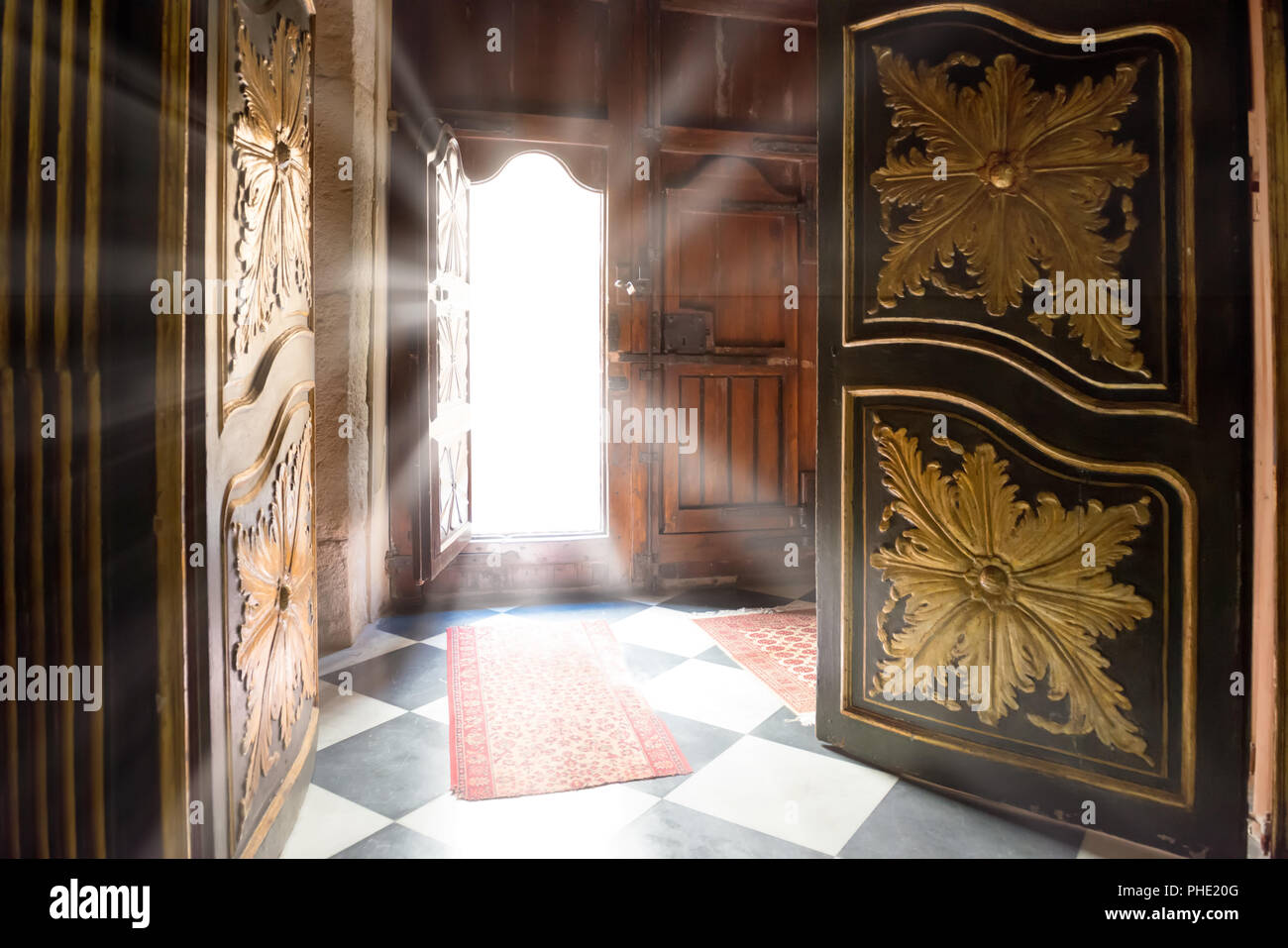 Old door open with light hi-res stock photography and images - Alamy