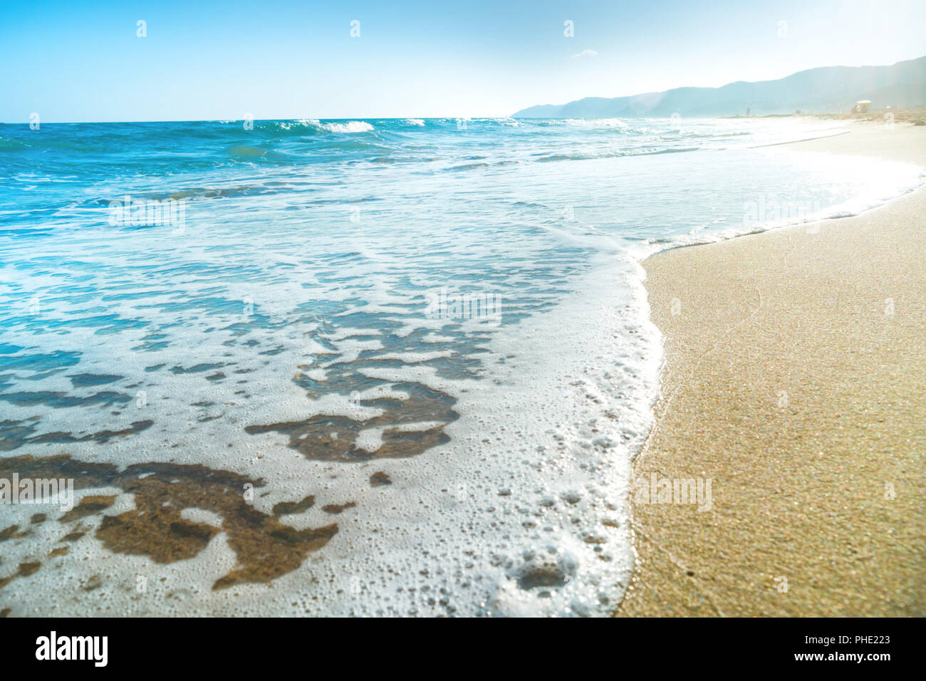 Tropical beach with sand and sea Stock Photo - Alamy