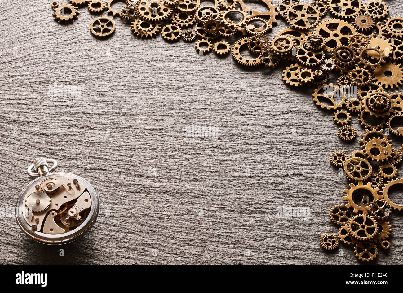 Various metal cogwheels and clockwork Stock Photo - Alamy
