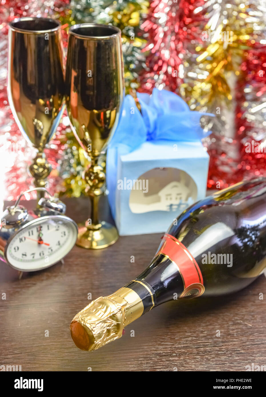 champagne glass, watch holiday Stock Photo - Alamy