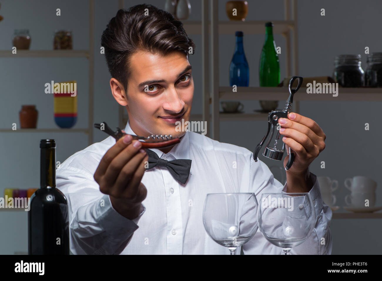 Professional sommelier tasting wine in restaurant Stock Photo - Alamy