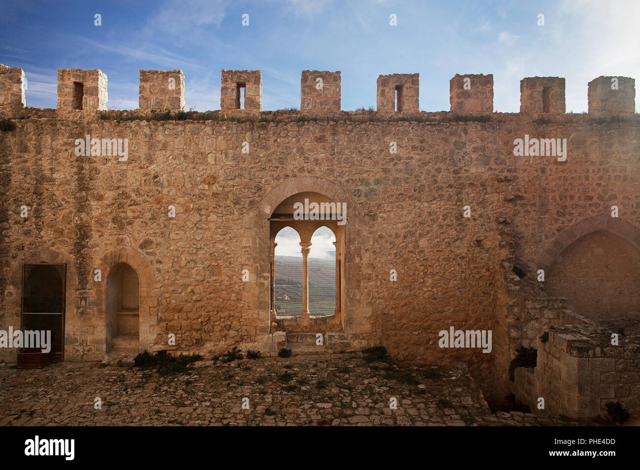 An ancient fortress wall. View from inside the castle Stock Photo - Alamy