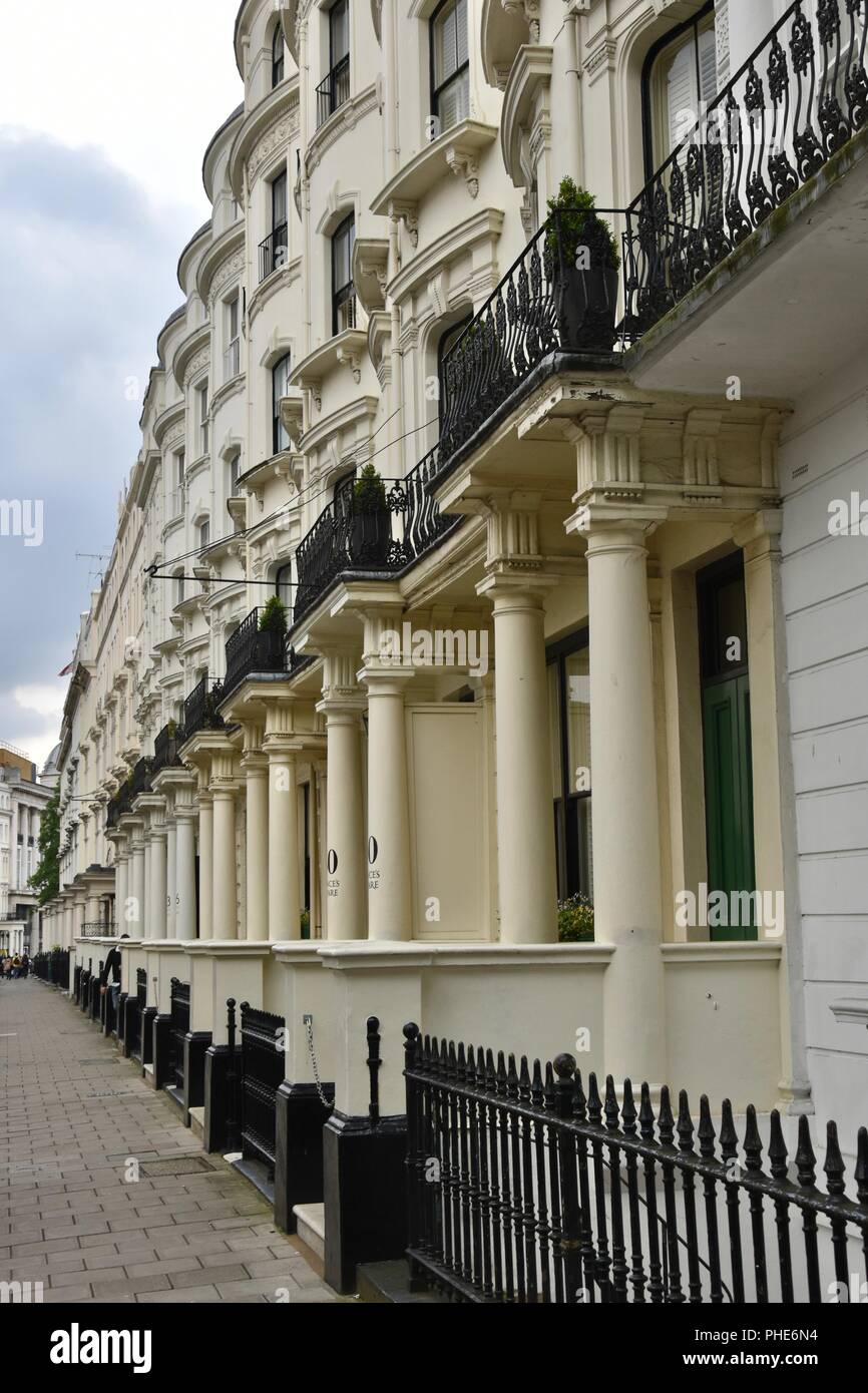 A view of row houses in Kensington, City of Westminster, London ...