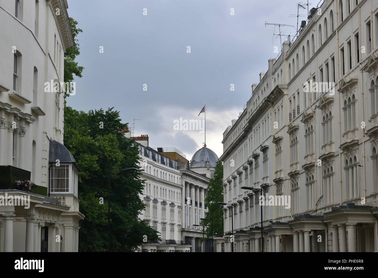 A view of row houses in Kensington, City of Westminster, London ...