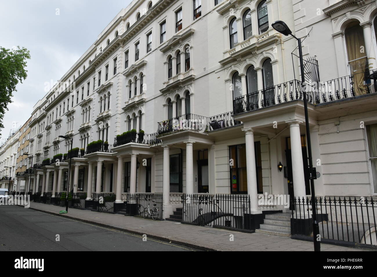 A view of row houses in Kensington, City of Westminster, London ...