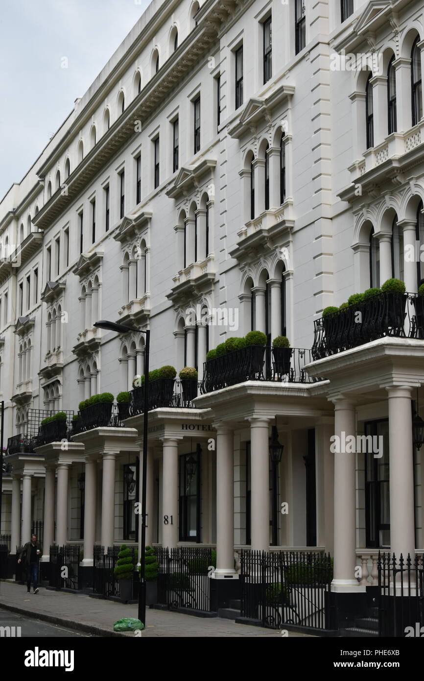 A view of row houses in Kensington, City of Westminster, London ...