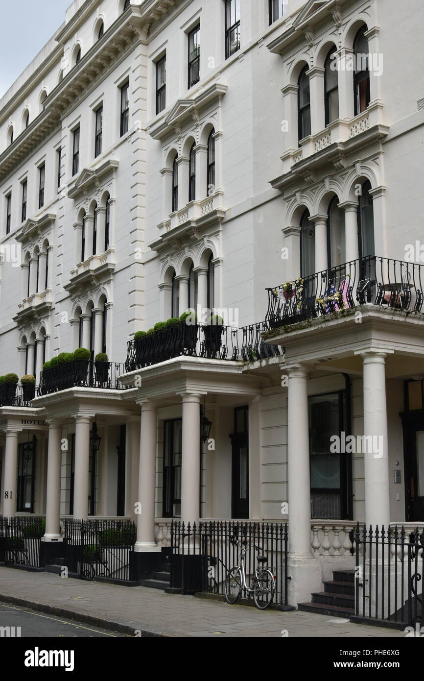 A view of row houses in Kensington, City of Westminster, London ...