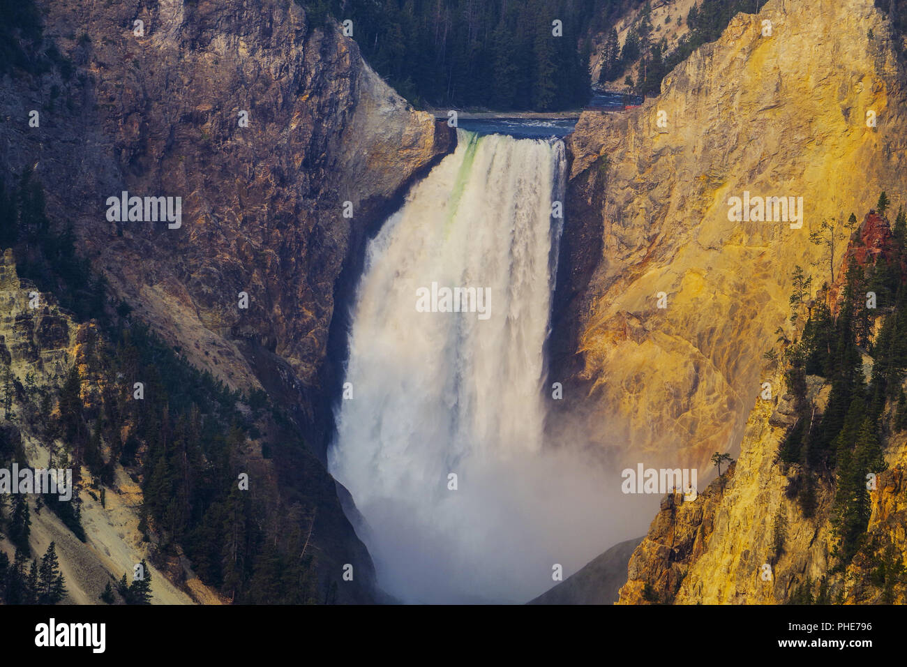 Waterfall from the Yellowstone River in Yellowstone National Park Stock ...
