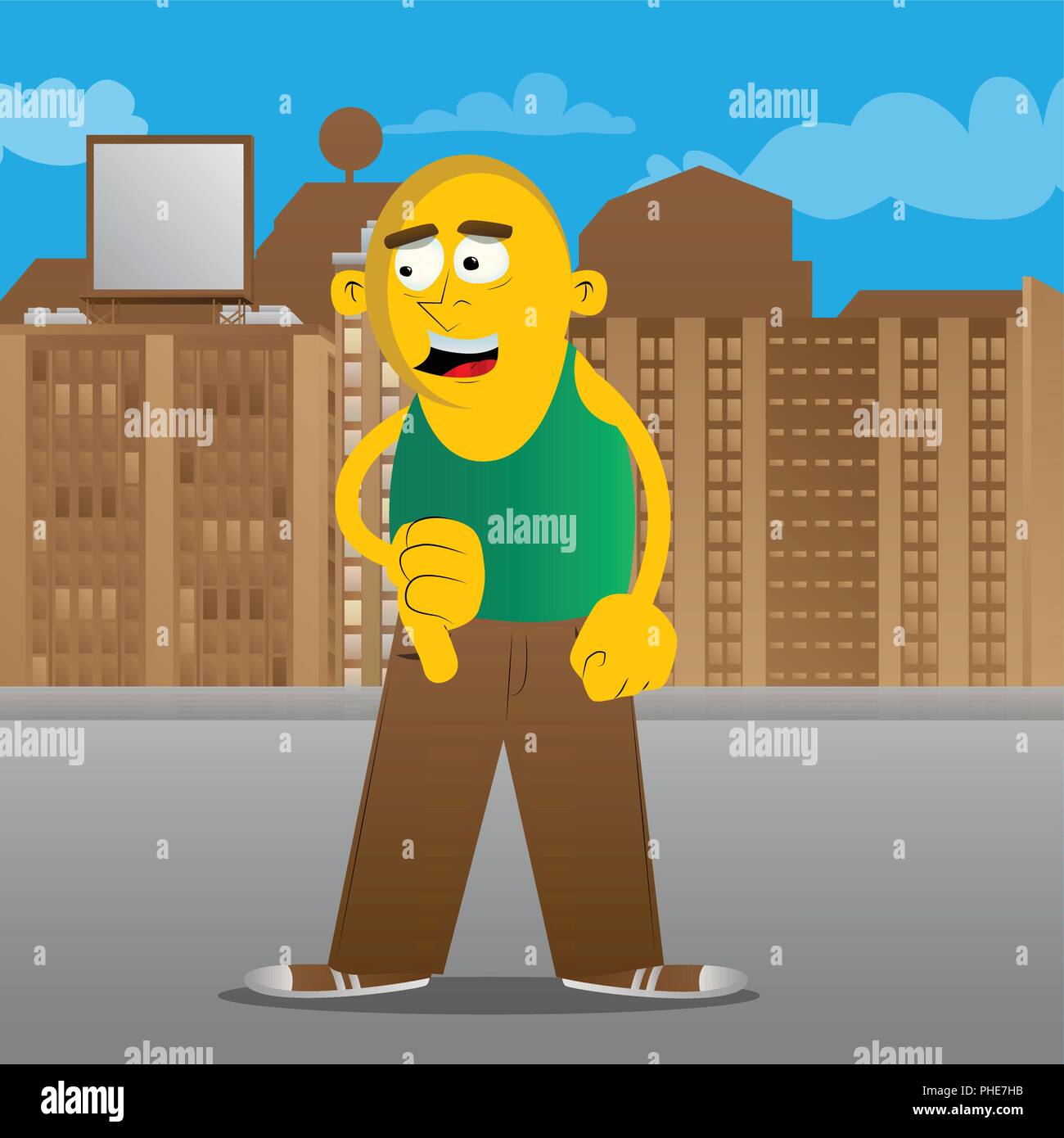 Yellow man showing dislike hand sign. Vector cartoon illustration Stock ...