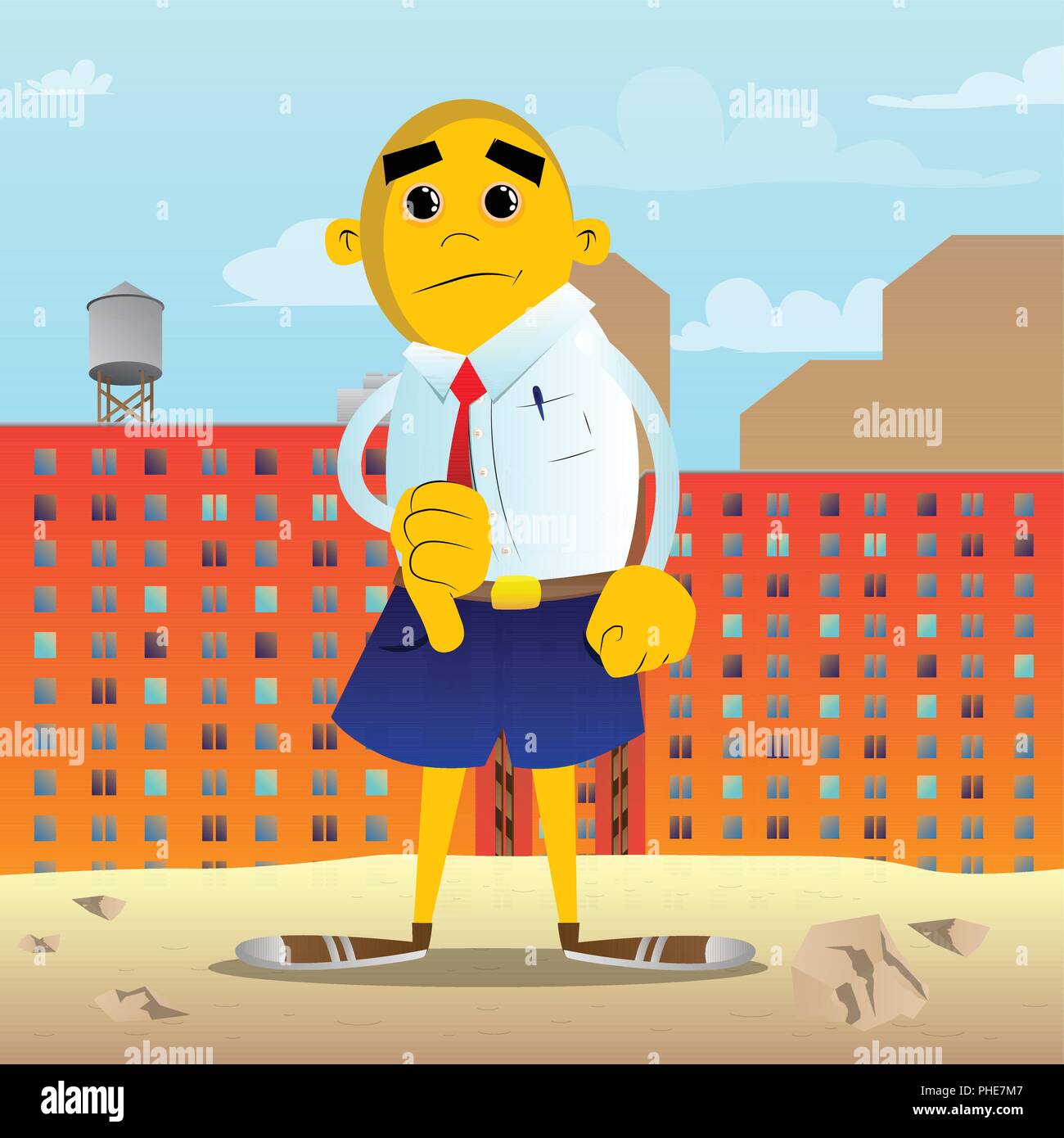 Yellow man showing dislike hand sign. Vector cartoon illustration Stock ...