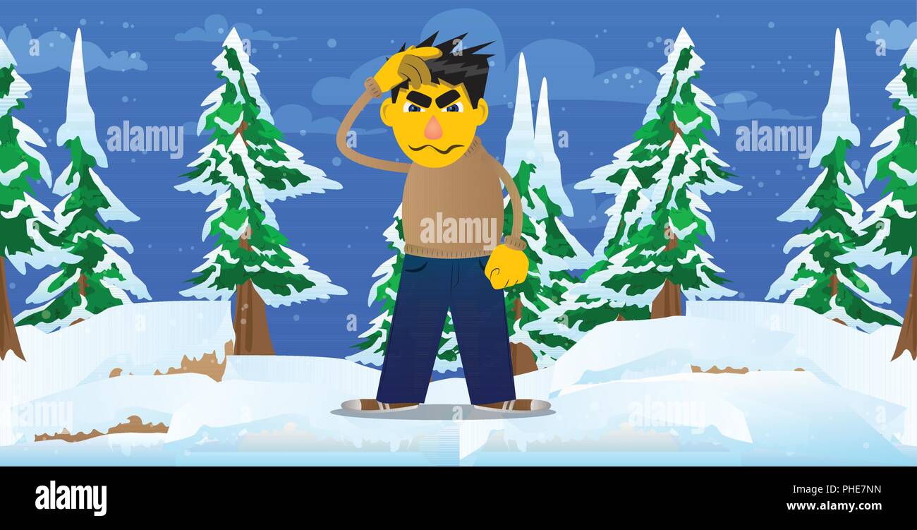 Yellow man confused. Vector cartoon illustration Stock Vector Image ...