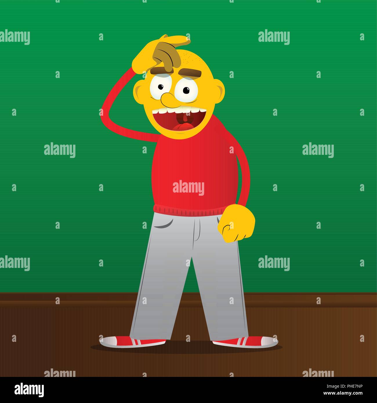Yellow man confused. Vector cartoon illustration Stock Vector Image ...