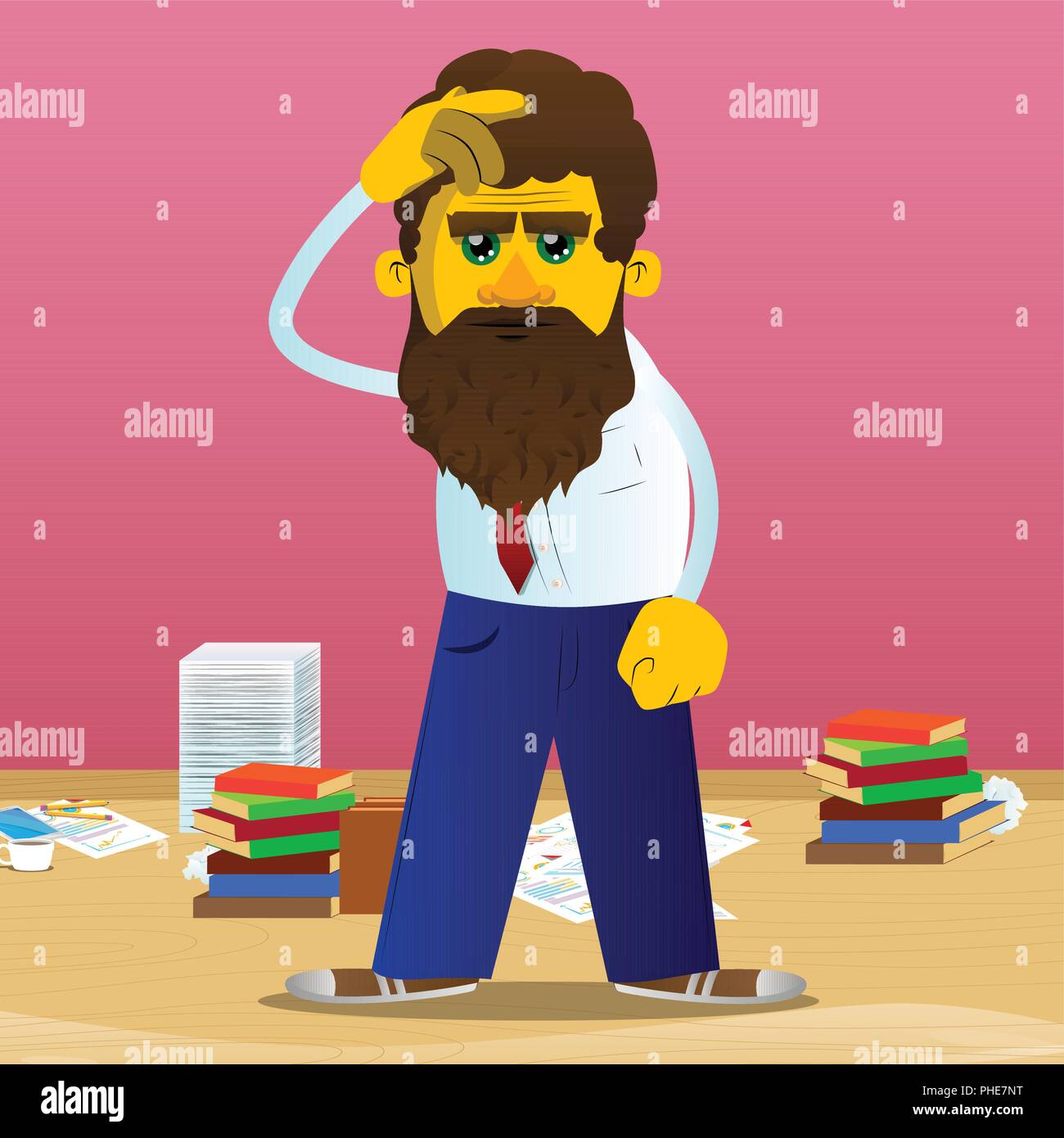 Yellow man confused. Vector cartoon illustration Stock Vector Image ...