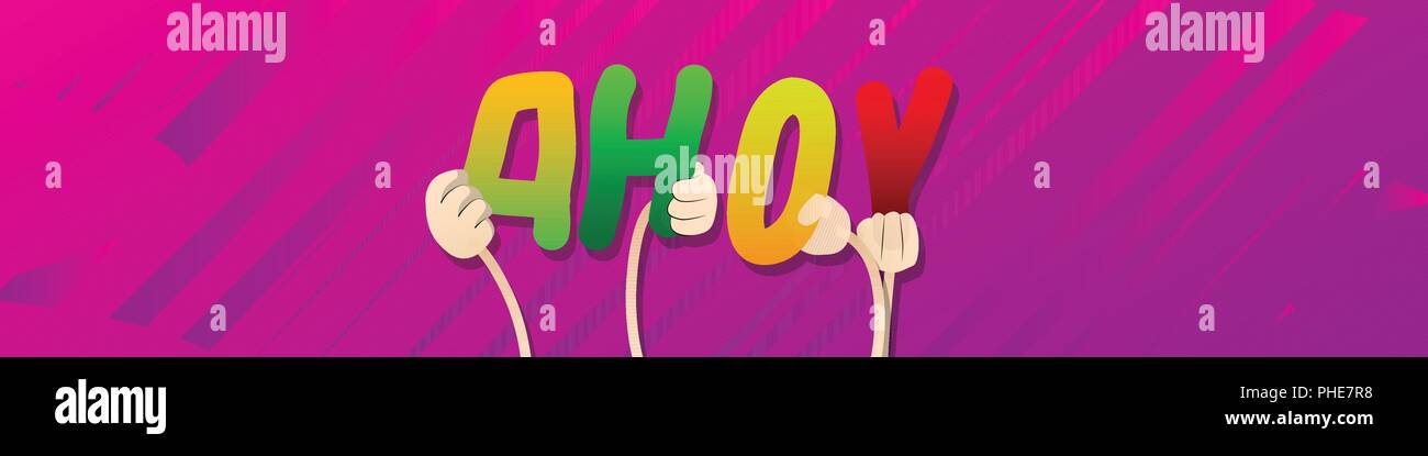 Diverse hands holding letters of the alphabet created the word Ahoy (in ...