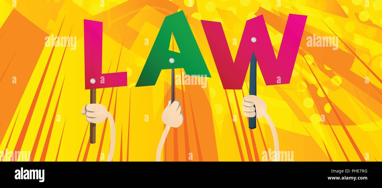 Diverse hands holding letters of the alphabet created the word Law ...
