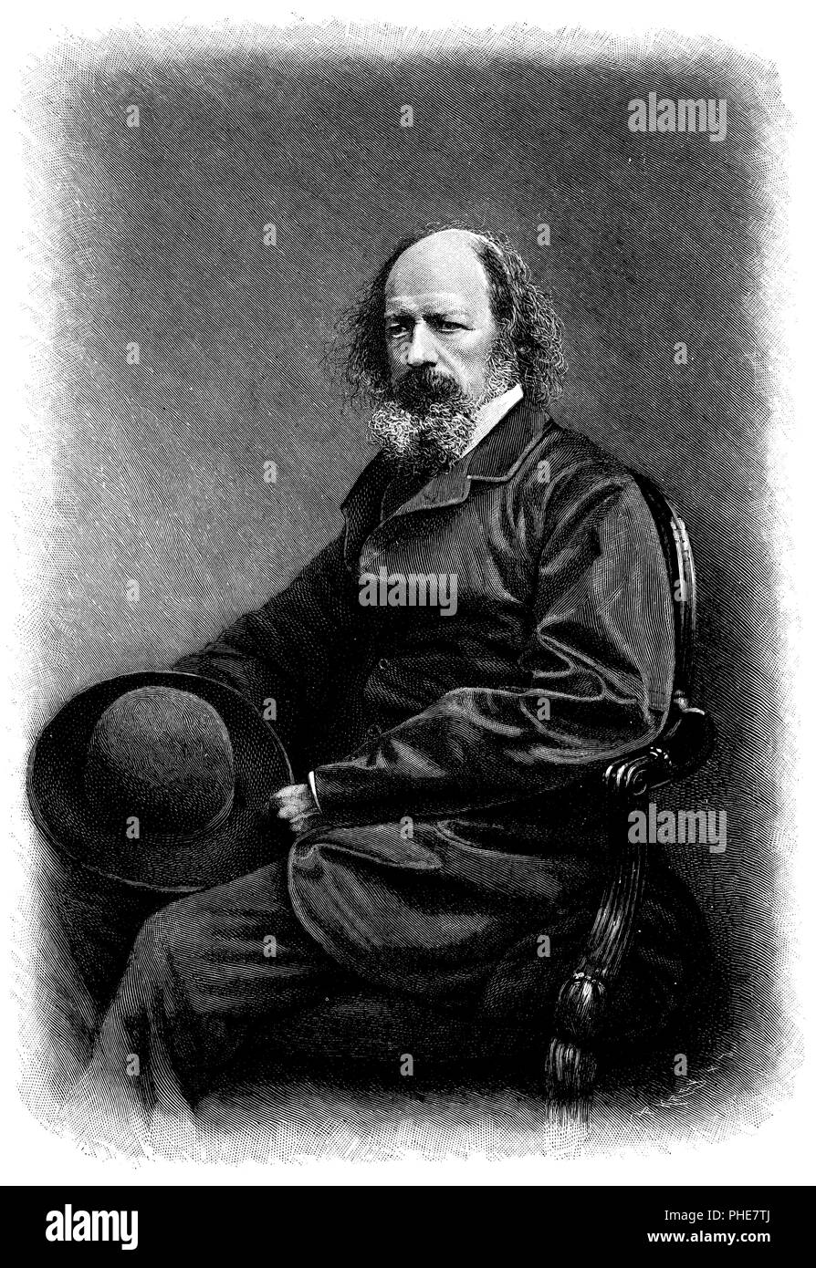 Alfred Tennyson. After a photograph by Elliot and Fry, London Stock ...