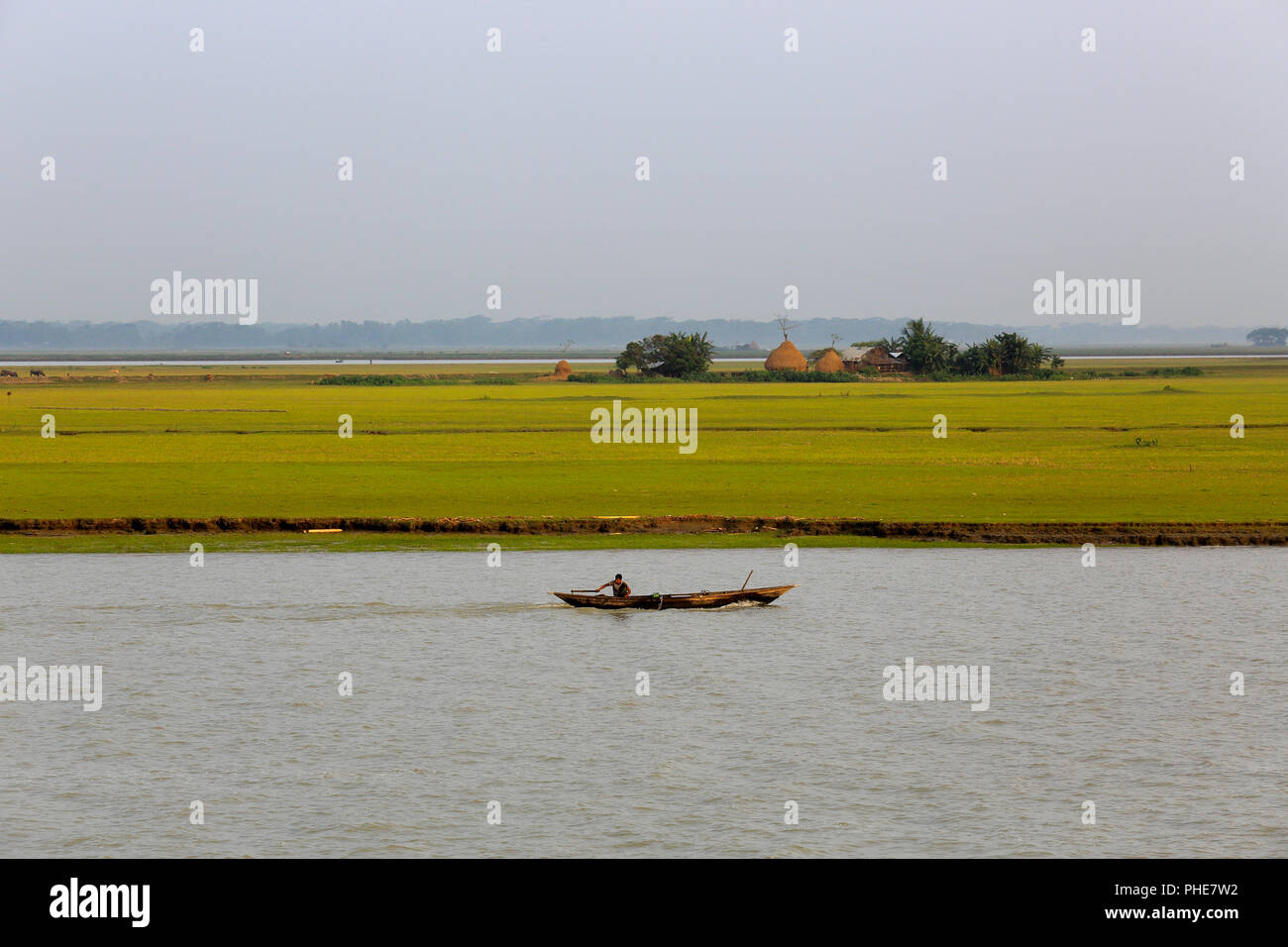 Agricultural field on the bank of Tetulia River. Patuakhali, Bangladesh ...