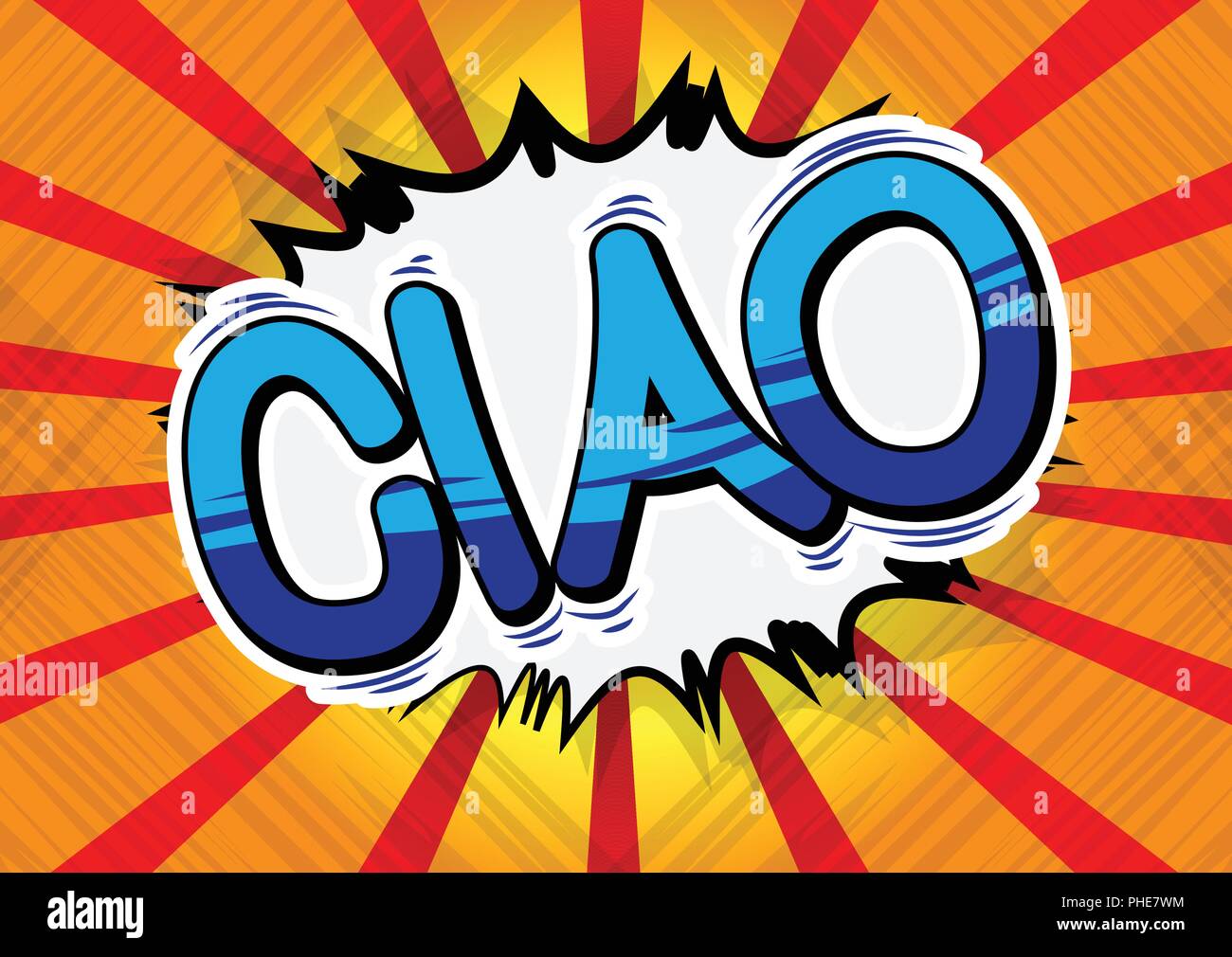 Ciao (hello and bye in Italian) - Vector illustrated comic book style ...