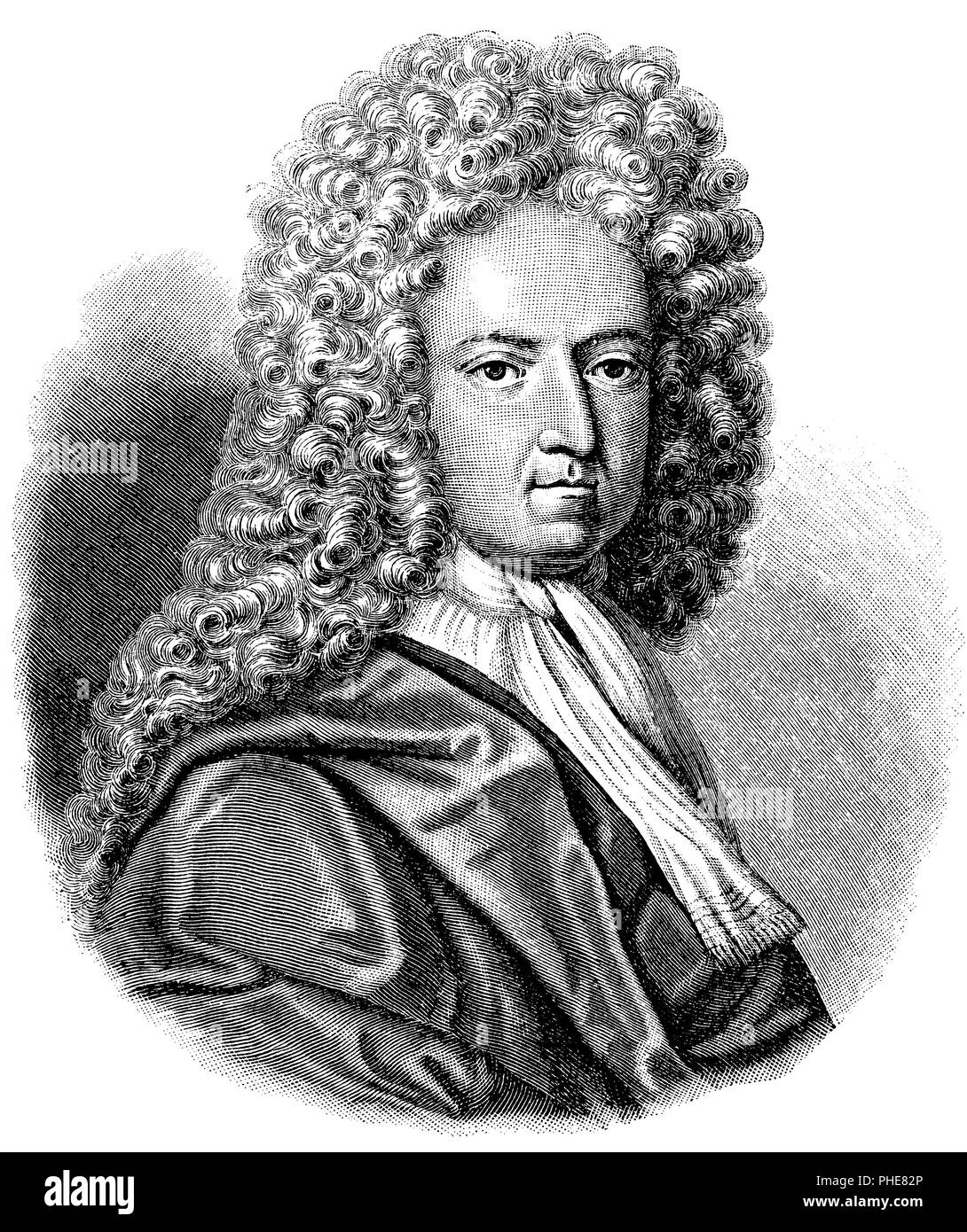 Daniel Defoe. After an engraving in his collected works, 1703, in the ...