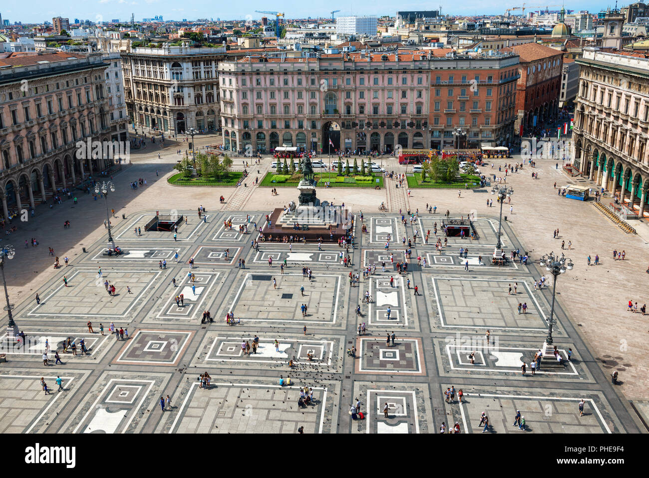 Aerial view of square in Milan Stock Photo - Alamy