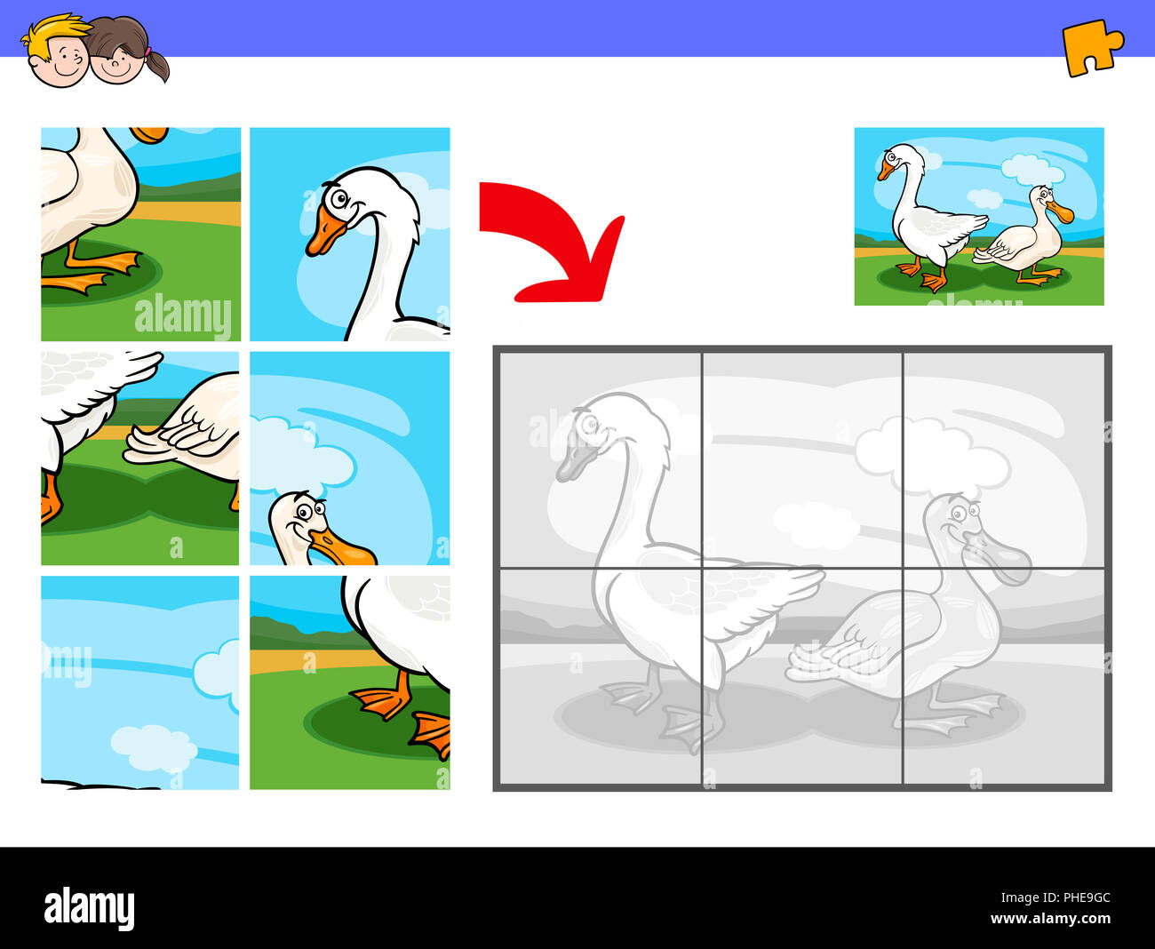 jigsaw puzzles with goose and Duck farm birds Stock Photo - Alamy