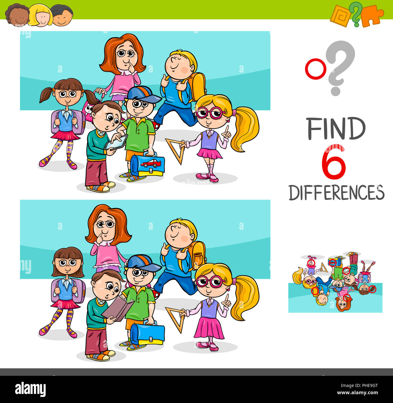 find differences with school children characters Stock Photo - Alamy