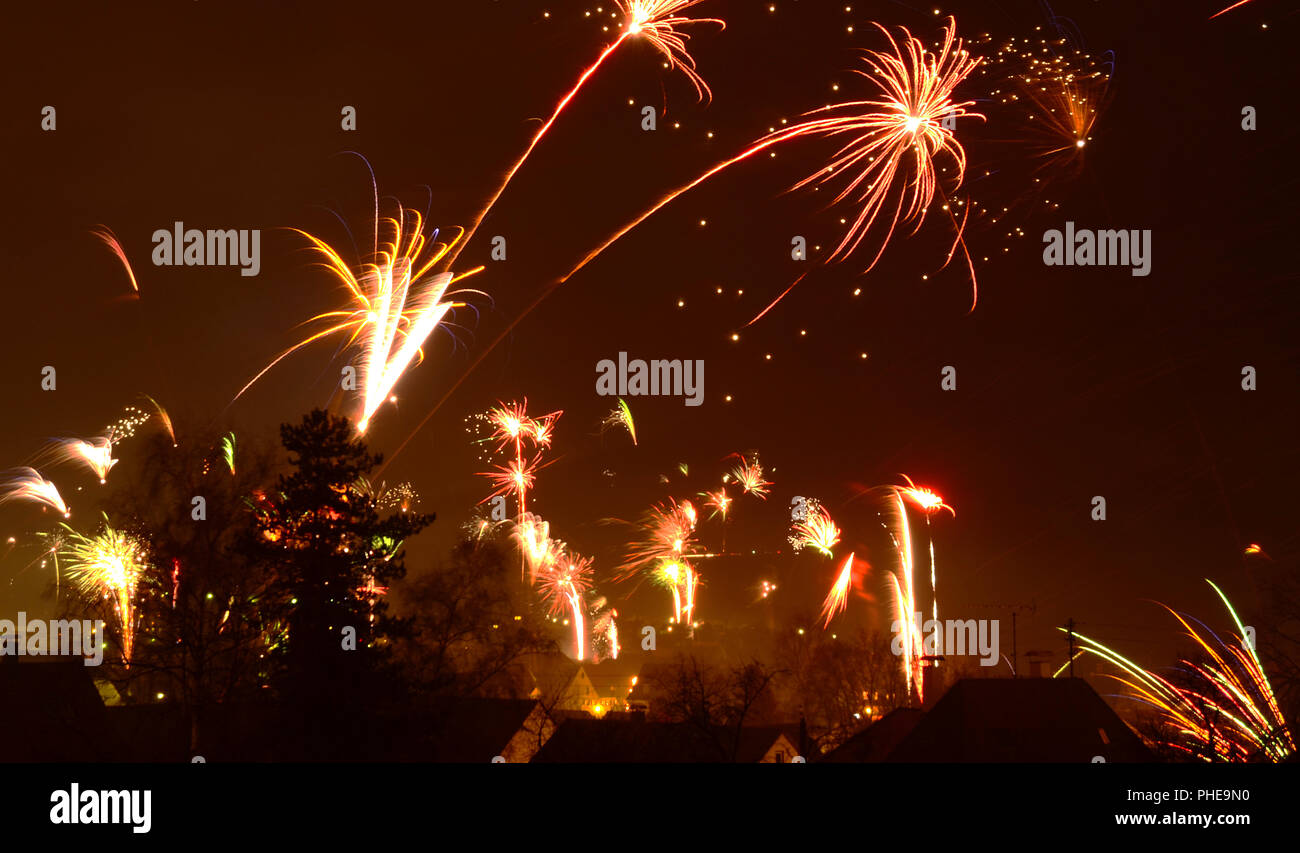Fireworks, New Year's Eve; Germany Stock Photo - Alamy
