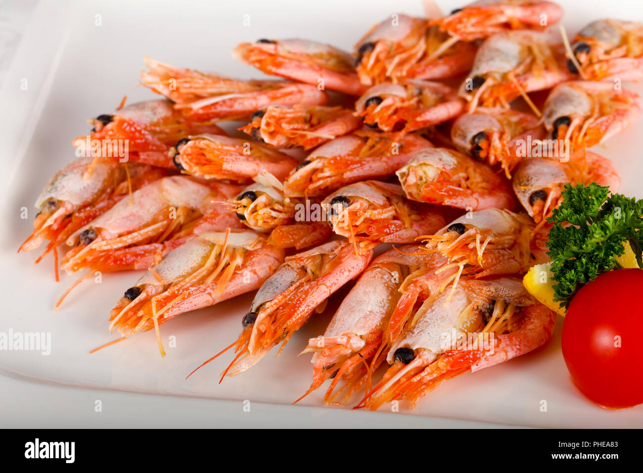 Boiled prawns snack Stock Photo - Alamy