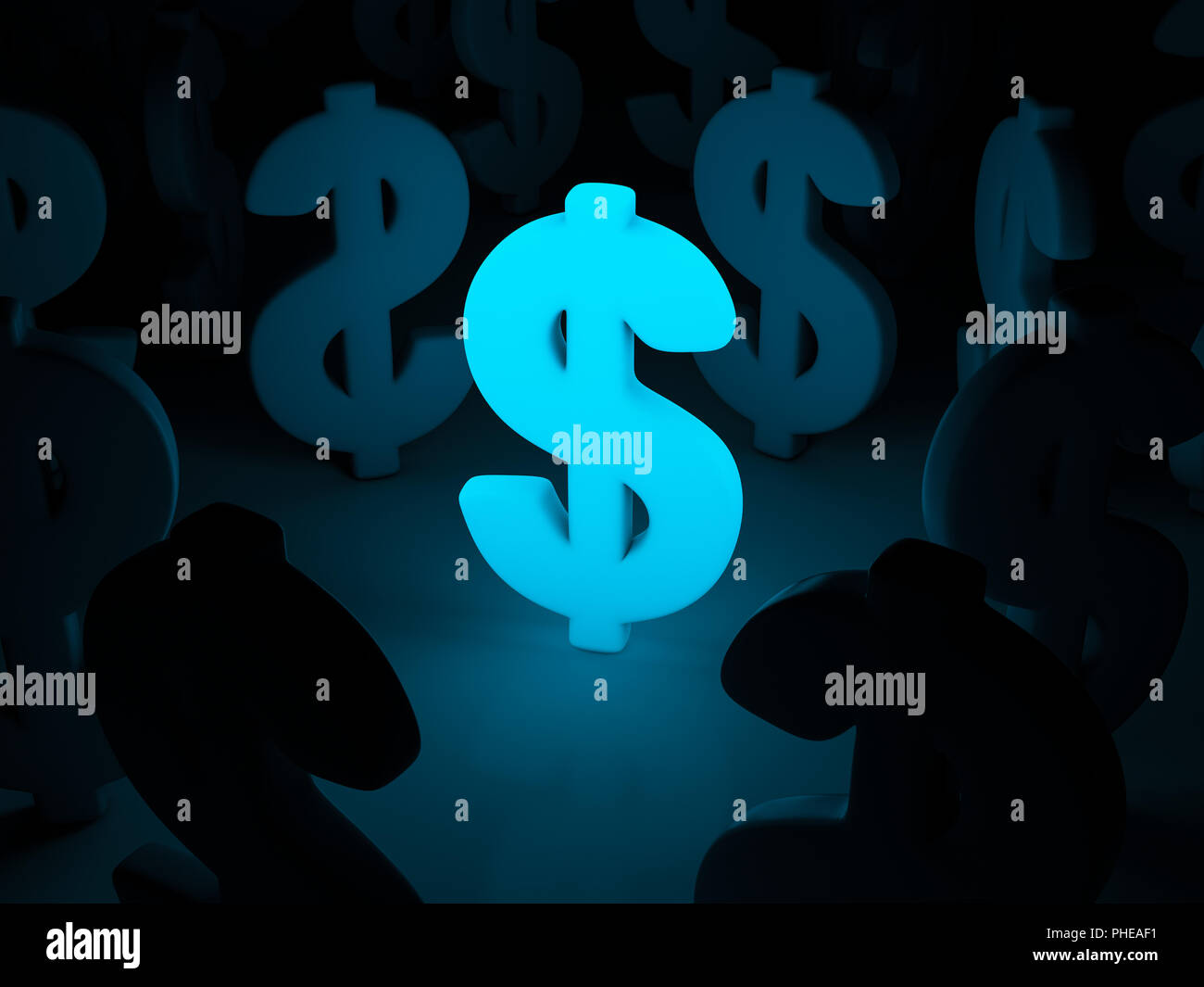 Light dollar symbol on dark background. 3d illustration Stock Photo - Alamy