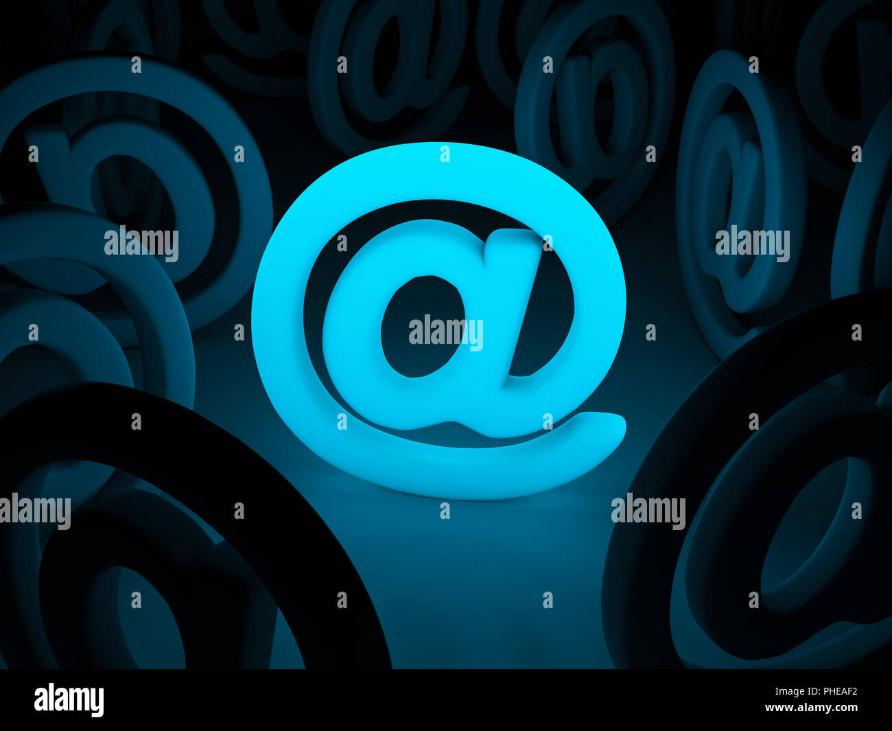 Light email symbol on dark background. 3d illustration Stock Photo - Alamy