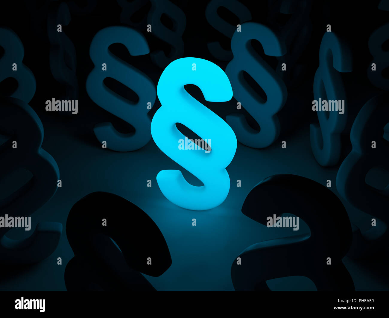 Light paragraph symbol on dark background. 3d illustration Stock Photo ...