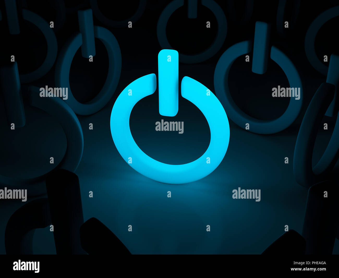 Light power symbol on dark background. 3d illustration Stock Photo - Alamy