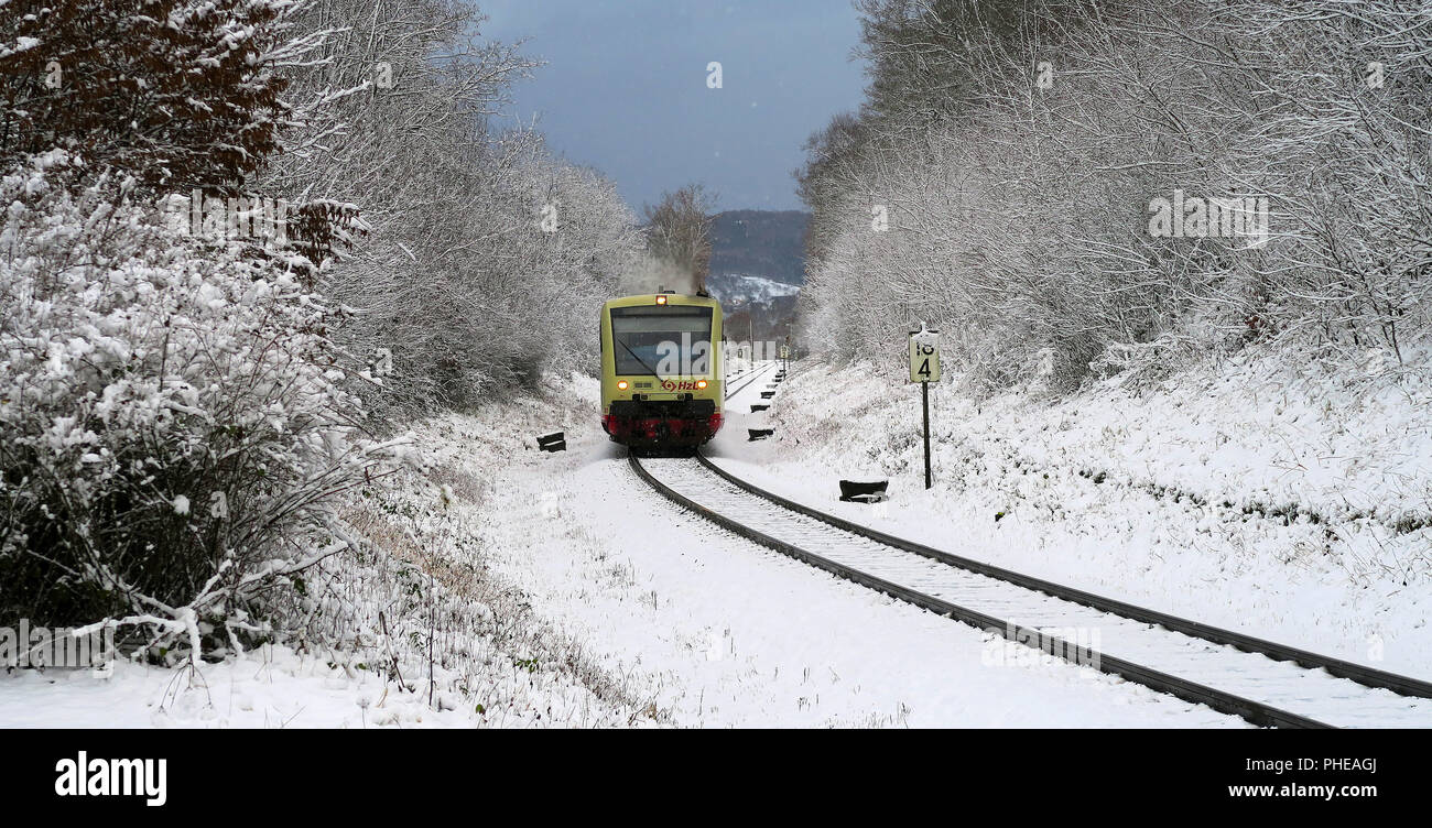 Train in snow; Germany Stock Photo - Alamy
