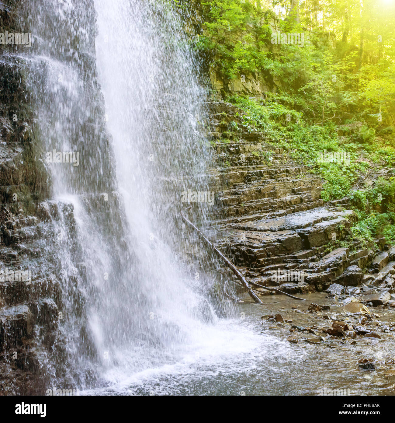 Beautiful waterfall in the forest Stock Photo - Alamy