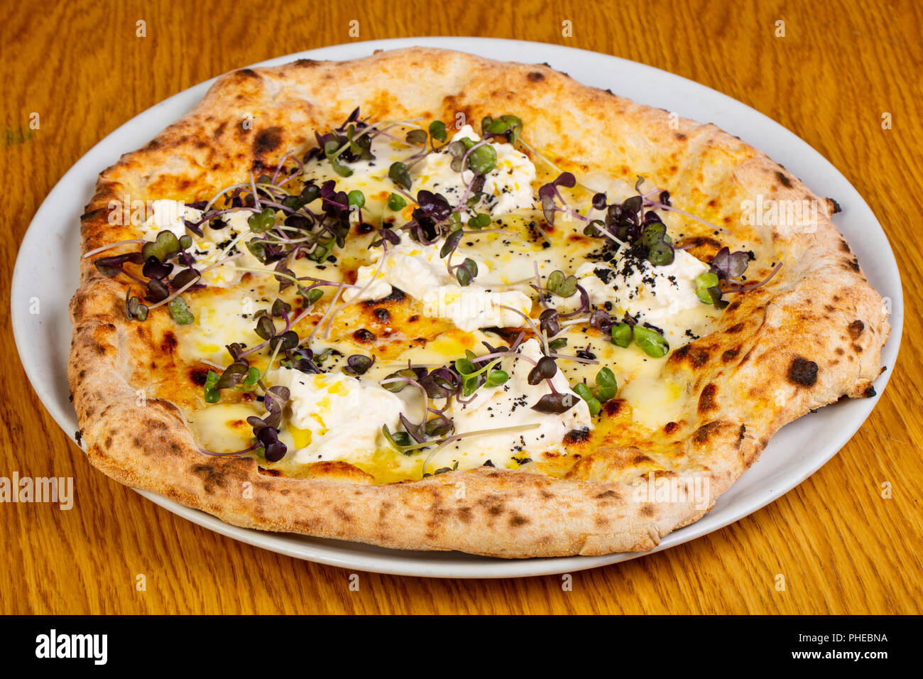 Pizza with mozzarella and black truffle Stock Photo - Alamy