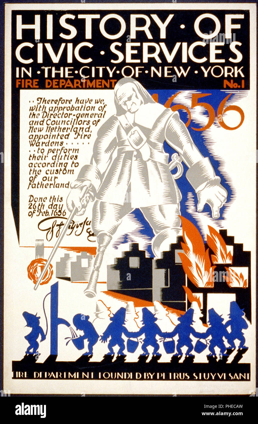 Poster for Federal Art Project series on the history of civic services ...