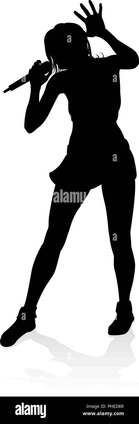 Singer Pop Country or Rock Star Silhouette Woman Stock Vector Image ...