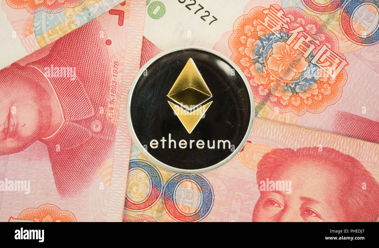 Real Ethereum coin on chinese yuan bills - crypto currency in china ...