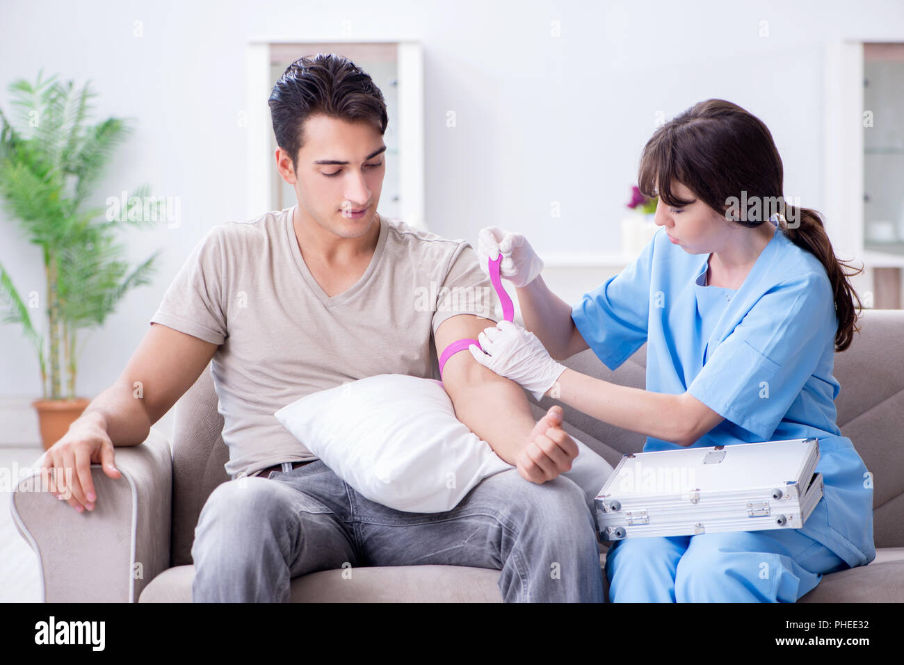 Patient getting blood transfusion in hospital clinic Stock Photo - Alamy