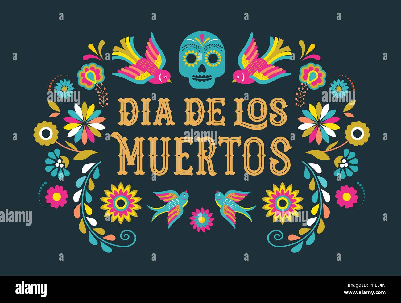 Day of the dead, Dia de los moertos, banner with colorful Mexican ...