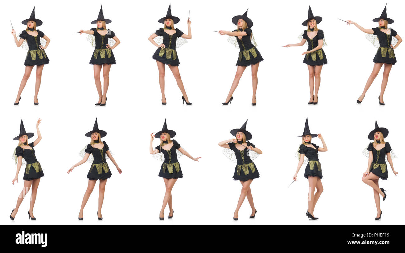 Woman magician doing her tricks with wand Stock Photo - Alamy