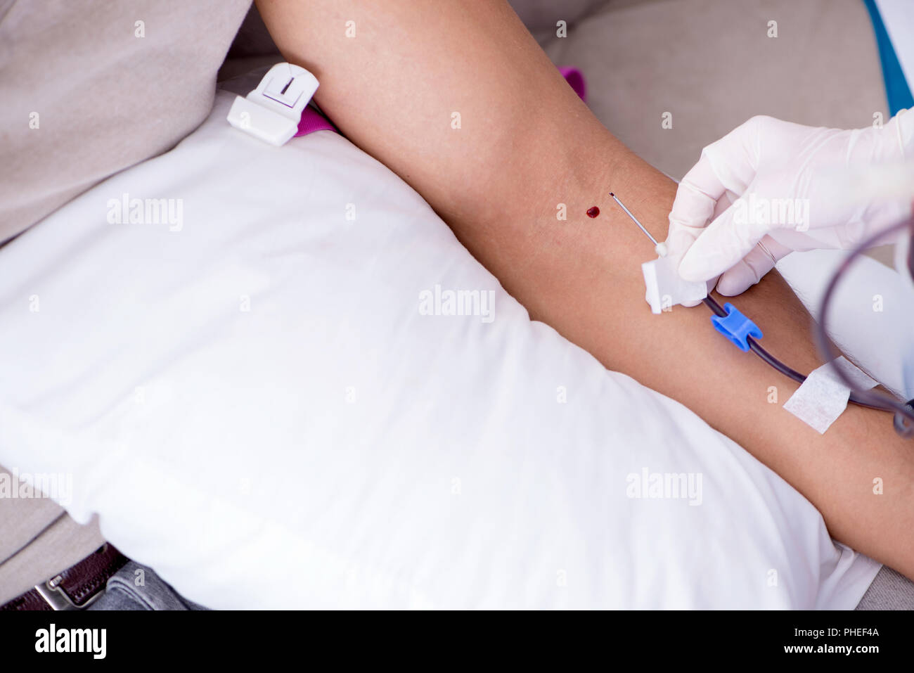 Patient getting blood transfusion in hospital clinic Stock Photo - Alamy
